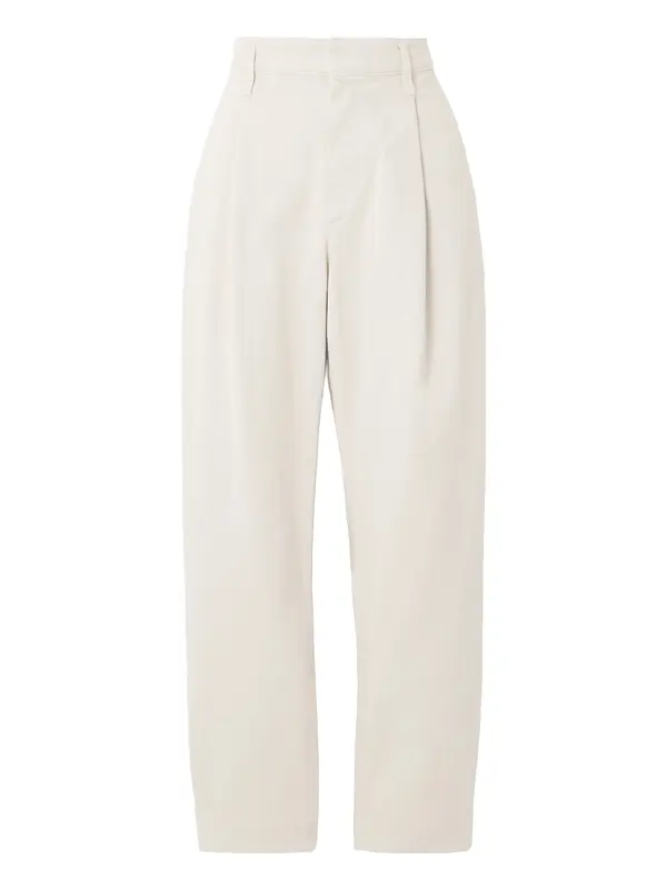 Brunello Cucinelli Cotton-blend Twill Tapered Trousers - Ecru