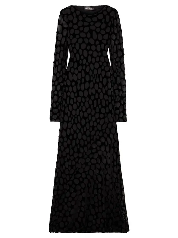 CORTANA Pebbles Polka-dot Devoré-chiffon Maxi Dress - Black