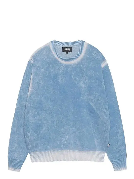 StÜssy Faded Cotton Knit Crew - Blue