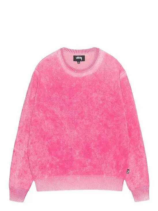 StÜssy Faded Cotton Knit Crew - Pink