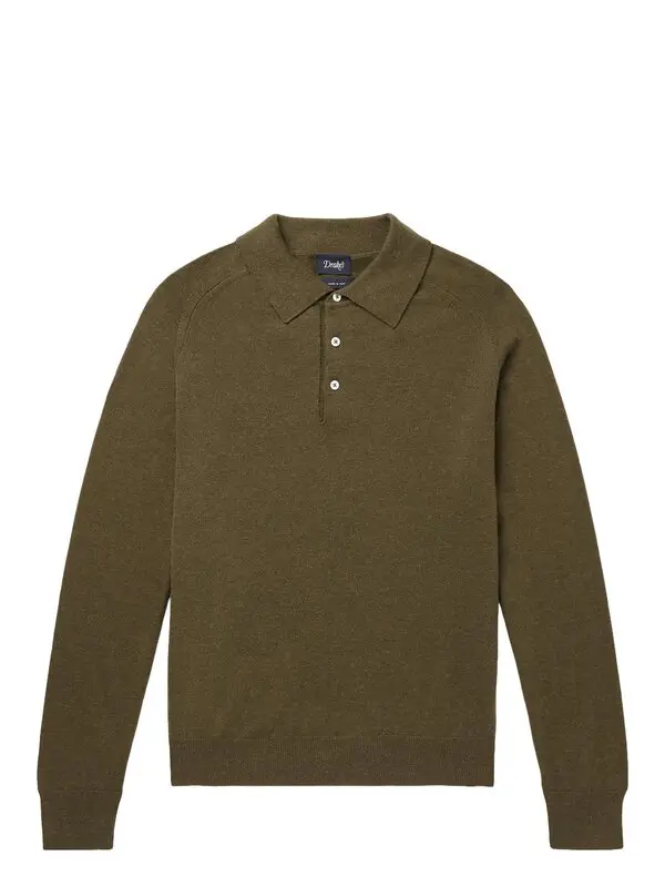 DRAKE'S Wool And Alpaca-blend Polo Shirt - Green