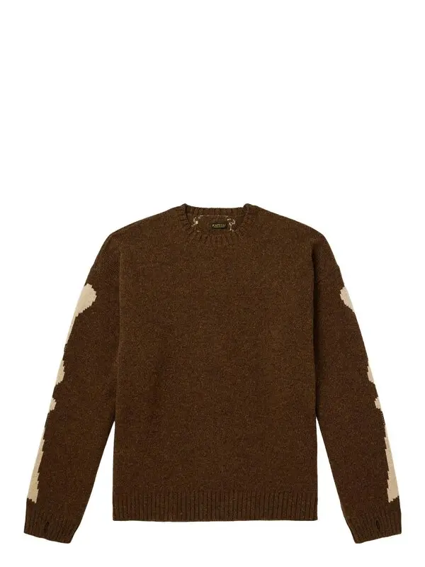 Kapital Oversized Intarsia Wool Sweater - Brown