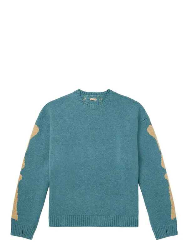 Kapital Oversized Intarsia Wool Sweater - Blue