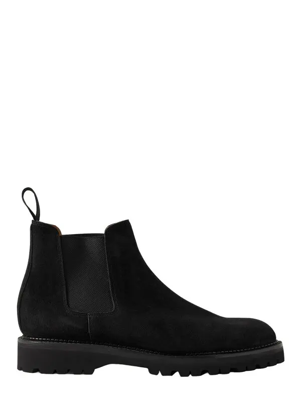 John Lobb Lawry Suede Chelsea Boots - Black
