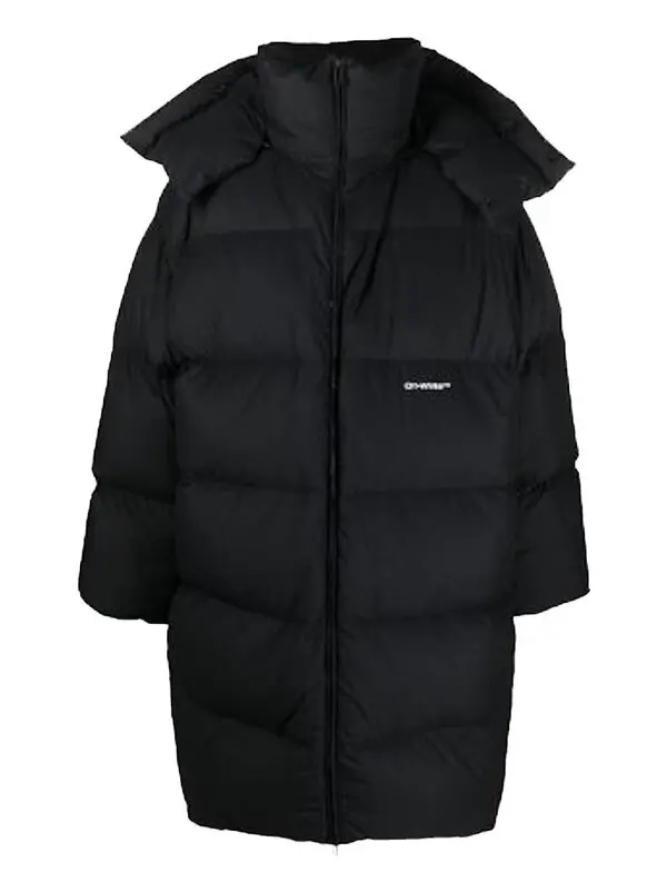 Off-White Logo-print Puffer Coat - Black