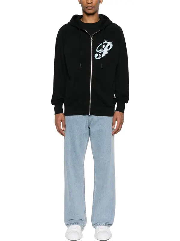 3.PARADIS Embroidered-logo Zip-up Hoodie - Black