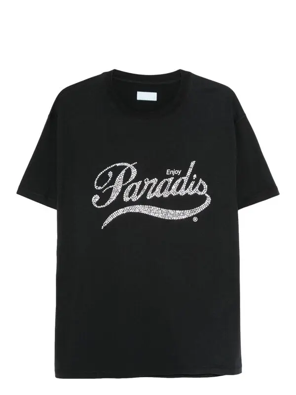 3.PARADIS Crystal-logo T-shirt - Black