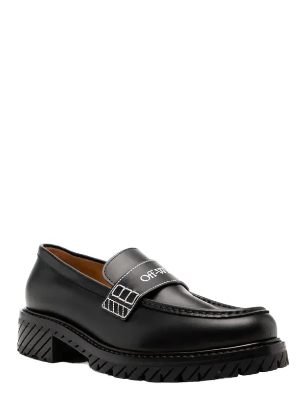 Off-White Logo-print Leather Loafers - Black