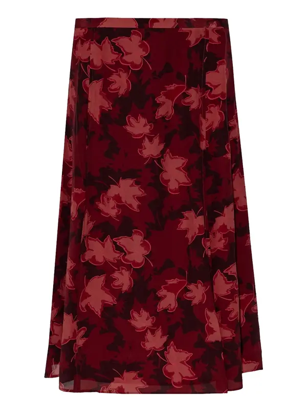 Maison Kitsuné Leaf-print Midi Skirt - Red