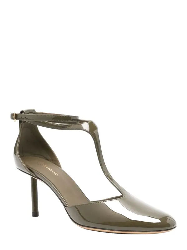 FERRAGAMO 75mm Patent Leather Pumps - Green