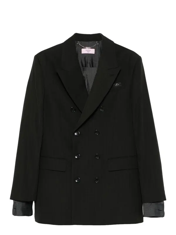 Martine Rose Double-breasted Pinstripe Jacket - Black