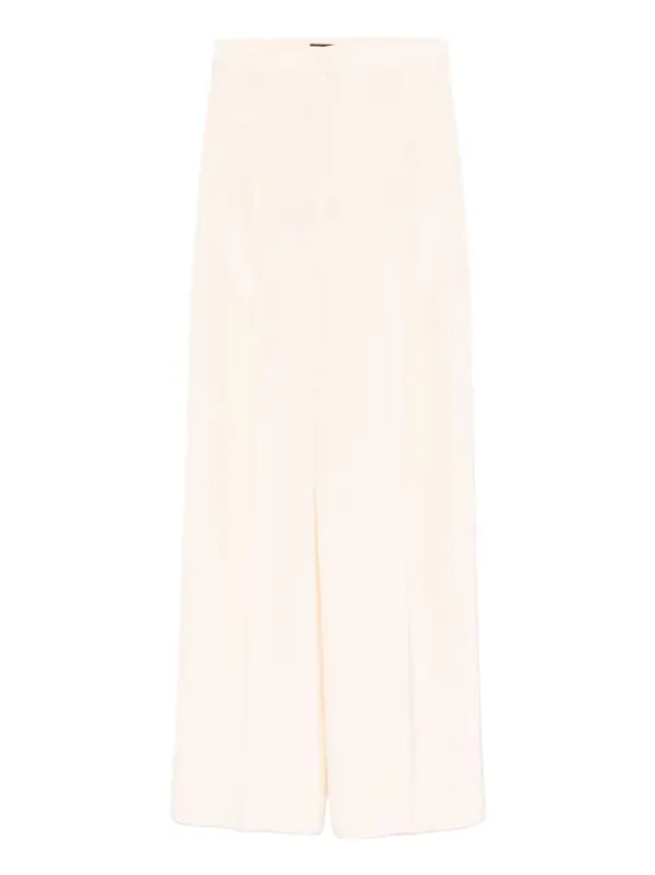 Max Mara Silk Crepe De Chine Wide Leg Trousers - Neutrals