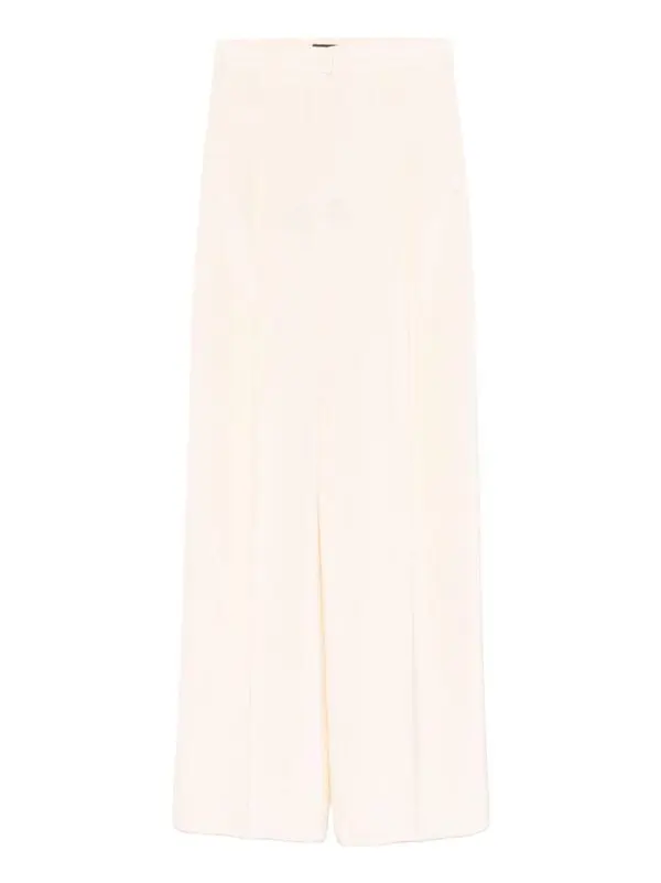 Max Mara Silk Crepe De Chine Wide Leg Trousers - Neutrals
