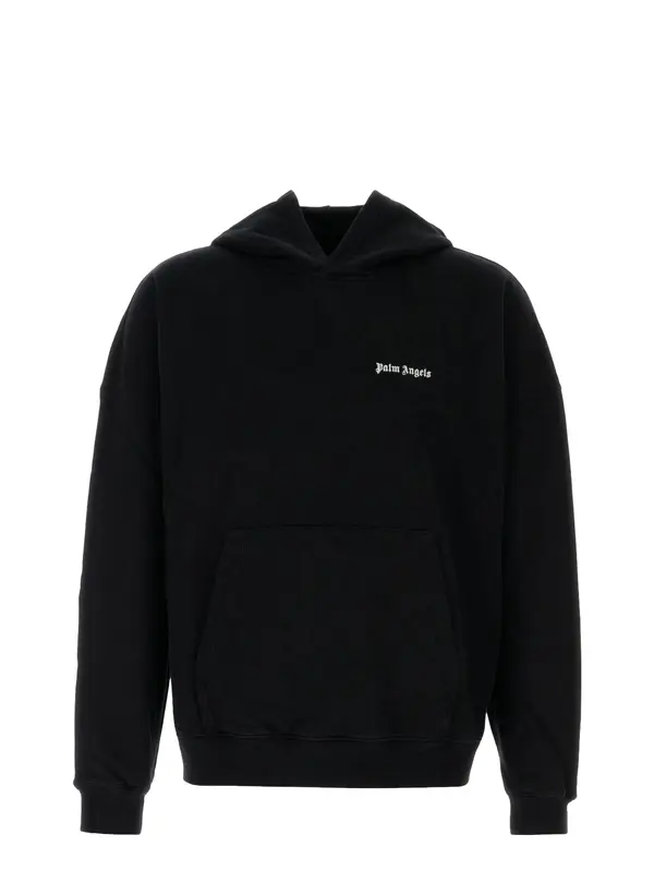 Palm Angels Logo-embroidered Hoodie - Black