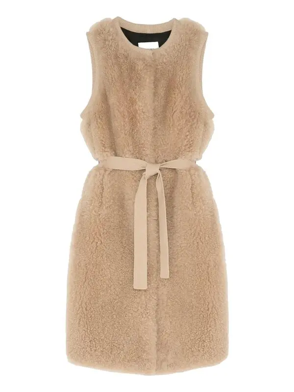 YVES SALOMON Belted Shearling Gilet - Neutrals