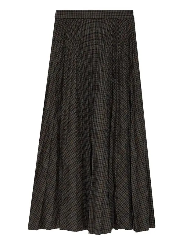 Balenciaga Check-pattern Midi Skirt - Brown