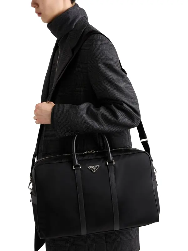 Prada Logo-plaque Duffle Bag - Black