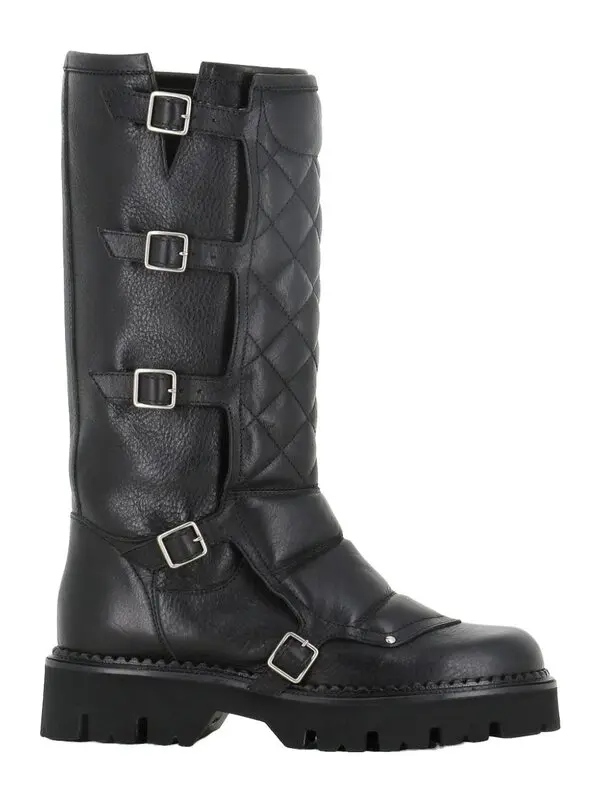 Sartore Multi-way Strap Quilted Leather Boots - Black