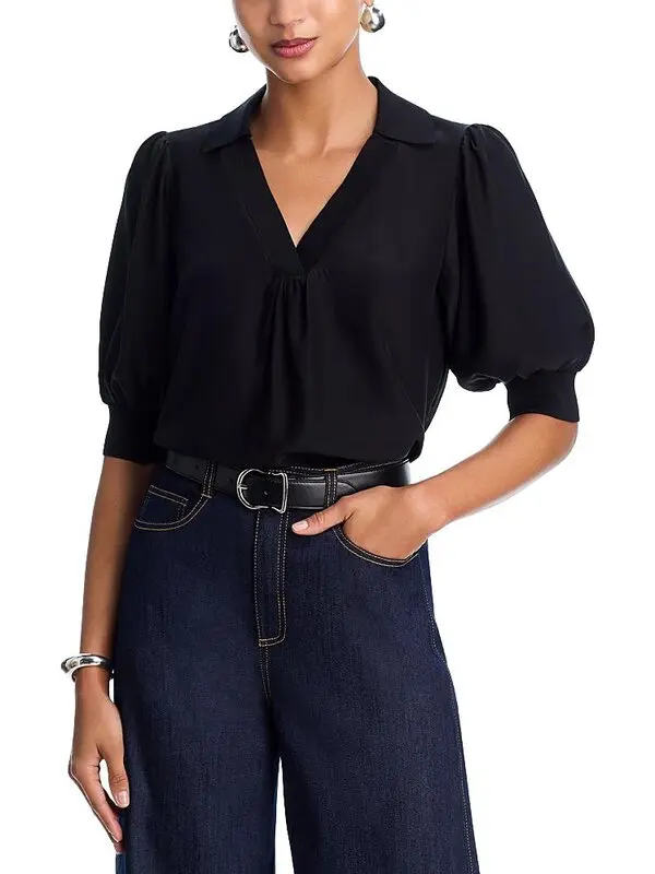 Cinq À Sept Weldon Collared Silk Blouse - Black