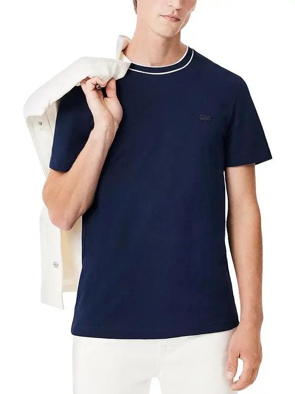 Lacoste Pima Cotton Logo Tee - Navy