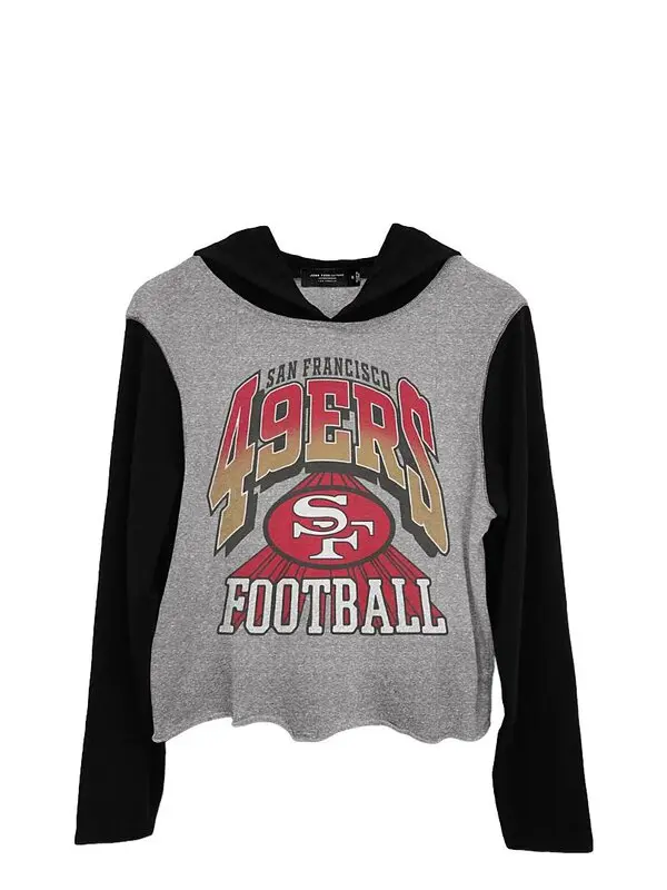 Junk Food Clothing Nfl San Francisco 49ers Block Crop Hoodie - Heather Grey/black