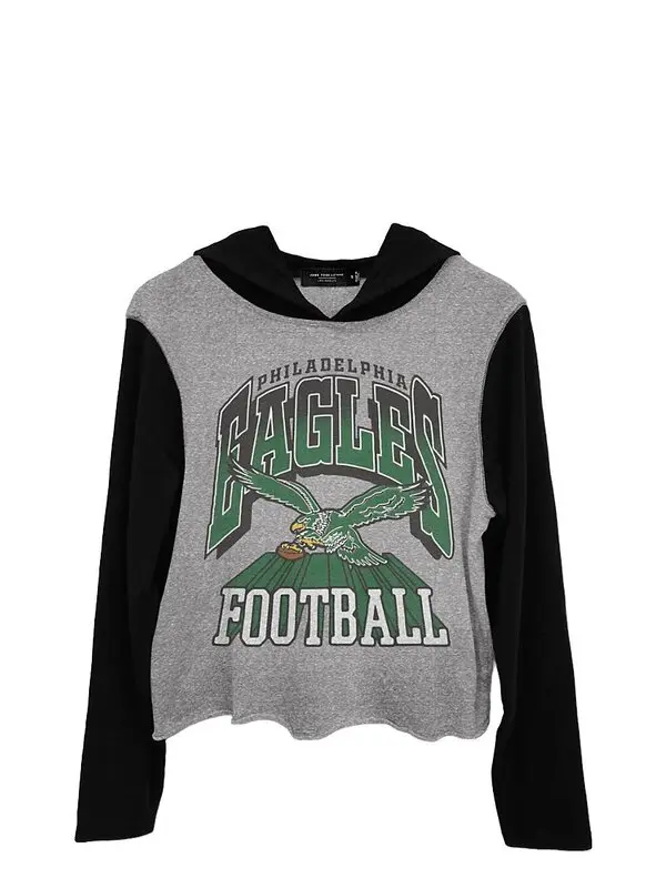 Junk Food Clothing Nfl Philadelphia Eagles Crop Hoodie - Heather Grey/black