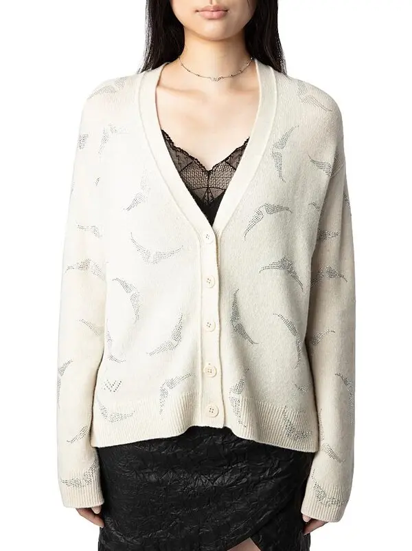 Zadig&Voltaire Cashmere Diamante Wing Cardigan - Flake
