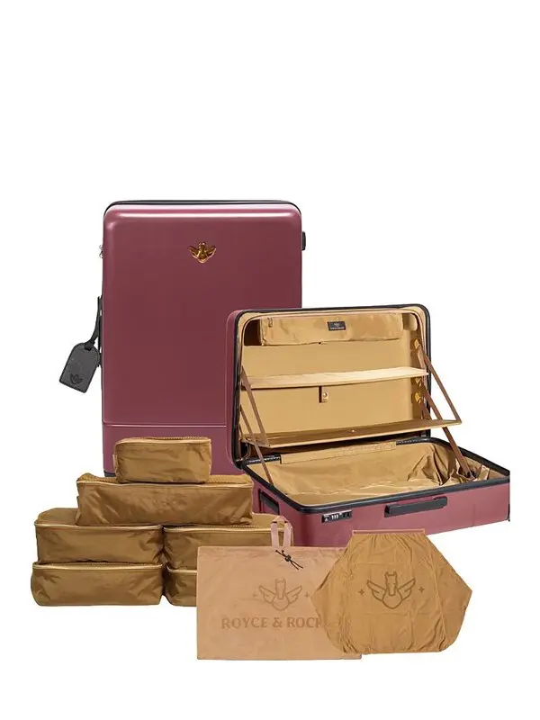 ROYCE & ROCKET The Castle Classic Full Set Luggage - Burgundy/tobacco