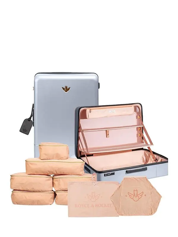 ROYCE & ROCKET The Castle Classic Full Set Luggage - Silver/cloud Pink