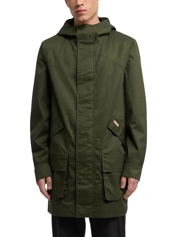Hunter Coated Cotton Hooded Rain Jacket - Hunter Green