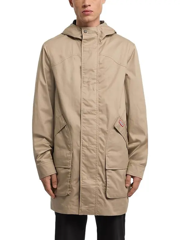 Hunter Coated Cotton Hooded Rain Jacket - Teak