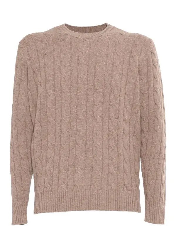 KANGRA Ribbed Crewneck Sweater - Brown