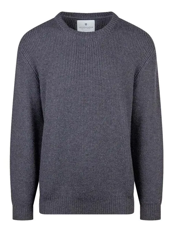 SEVEN GAUGE Merino Jersey Crew-neck Sweater - Blue