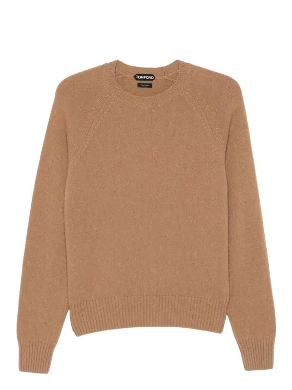 TOM FORD Ribbed Cashmere Crewneck Sweater - Brown