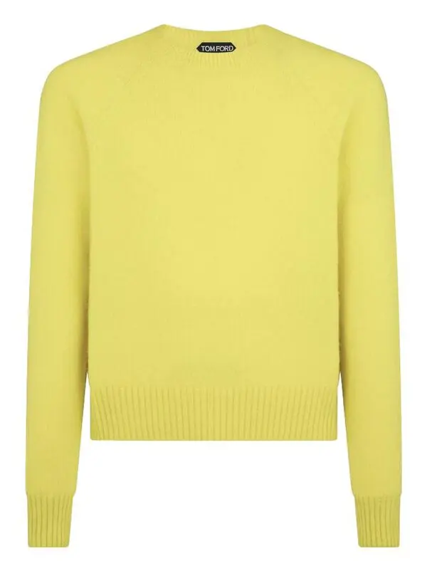 TOM FORD Ribbed Cashmere Crewneck Sweater - Yellow