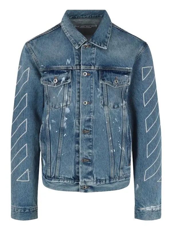 Off-White Diag Outline Denim Jacket - Blue