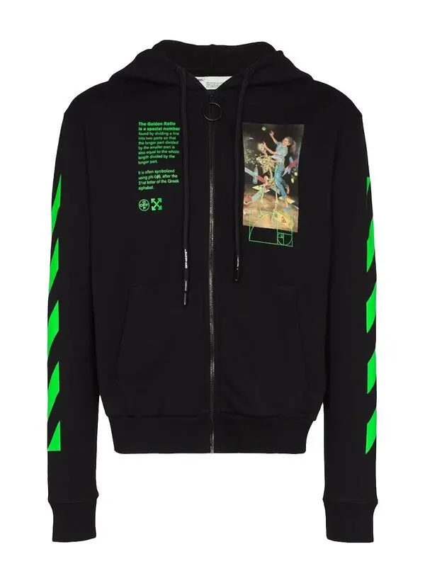 Off-White Golden Ratio Graphic Zip-up Hoodie - Black/green