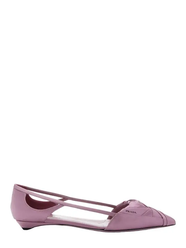 Prada Satin Pointed-toe Ballerina Flats - Pink