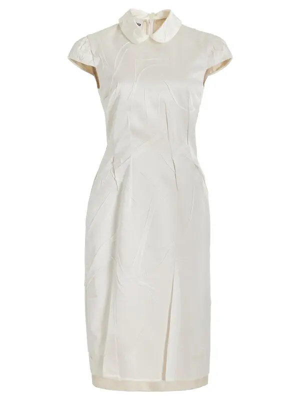 Miu Miu Crushed Silk Satin Midi Dress - White