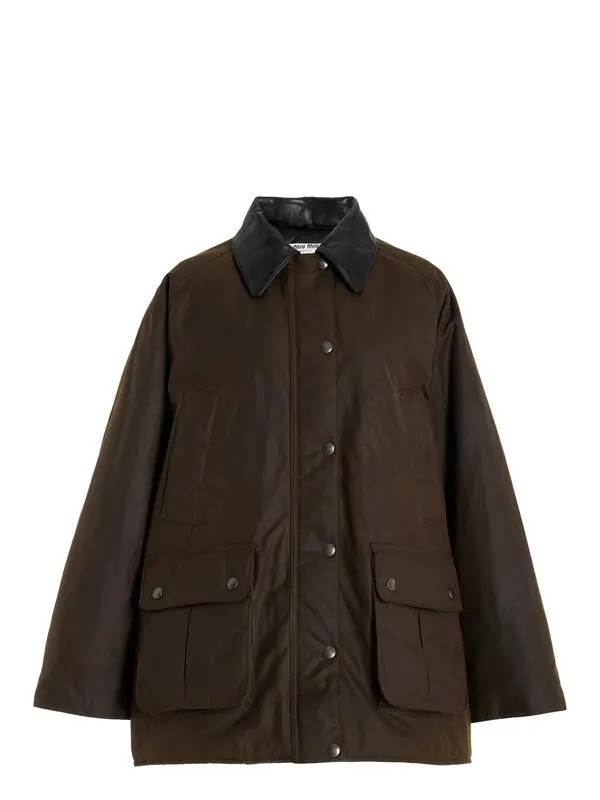 Miu Miu Padded Waxed Cotton Jacket - Brown