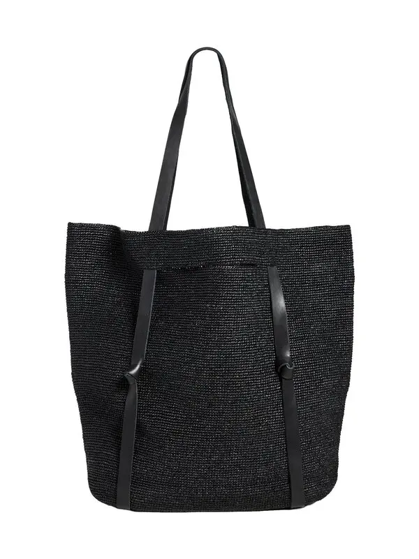 Janessa Leoné Tanner Raffia Tote - Black