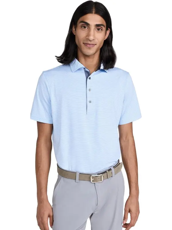 Greyson Saranac Striped Polo - Wolf Blue