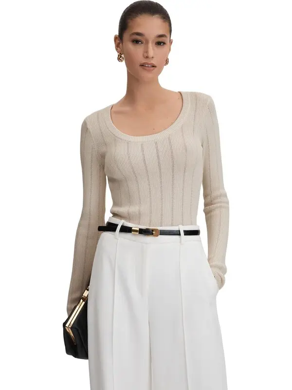 REISS Sierra Knitted Top - Cream