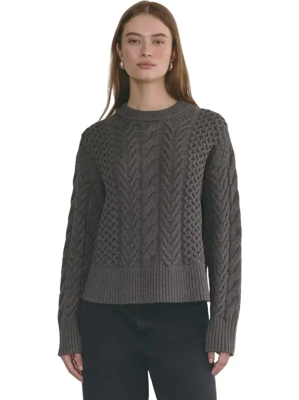Everlane Cable Knit Everyday Cotton Sweater - Heathered Charcoal