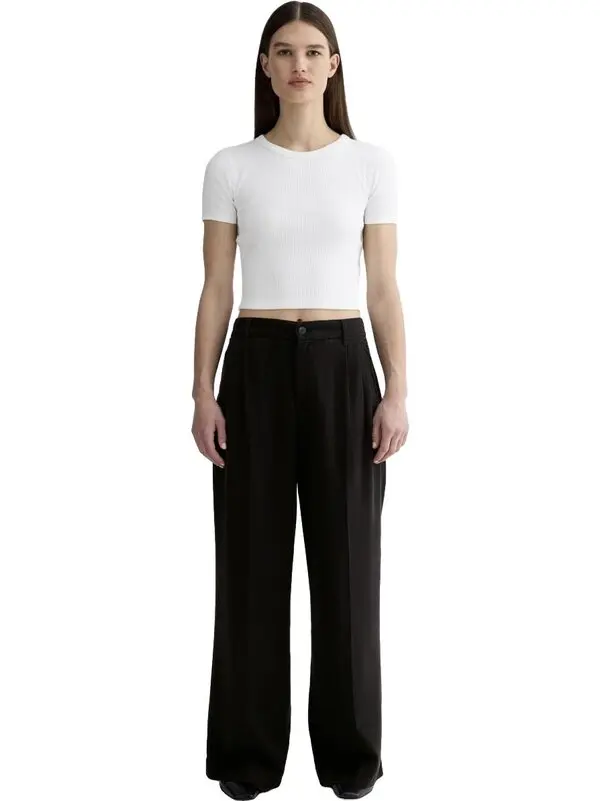 Everlane Wide Leg Pleated Trousers - Black