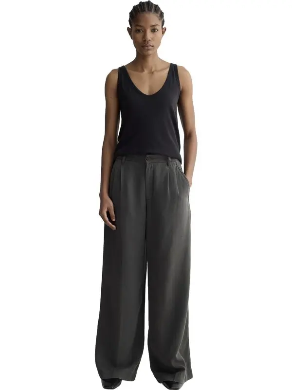 Everlane Wide Leg Pleated Trousers - Graphite