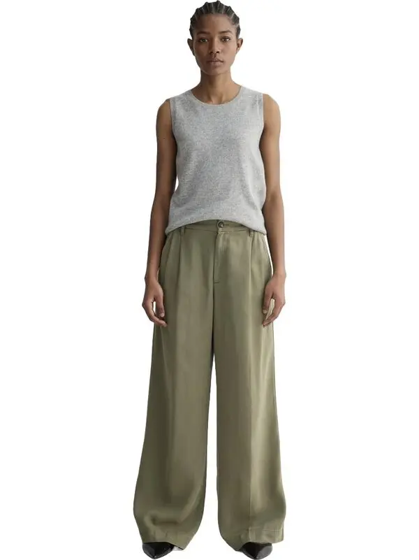 Everlane Wide Leg Pleated Trousers - Kalamata