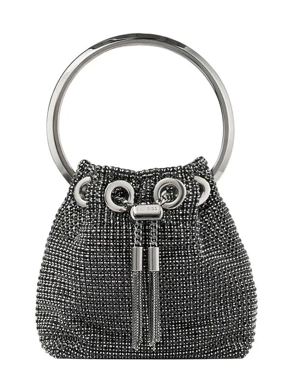 JIMMY CHOO Micro Bon Bon Crystal-embellished Mesh Mini Bag - Black