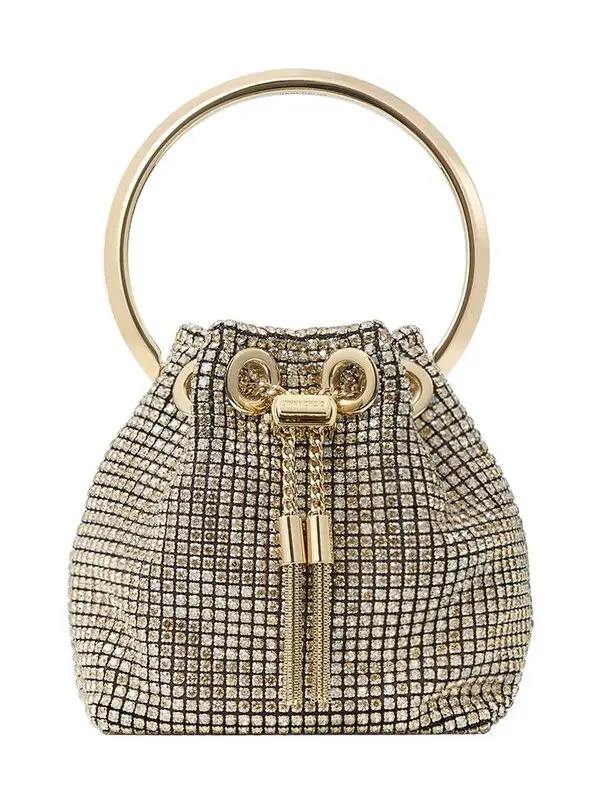 JIMMY CHOO Micro Bon Bon Crystal-embellished Mesh Mini Bag - Champagne/light Gold