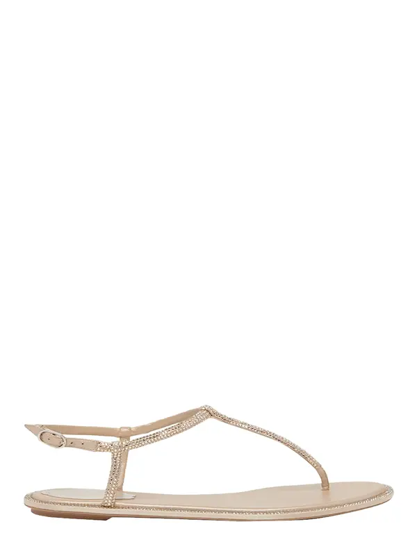 Rene Caovilla Strass Thong Sandals - Beige